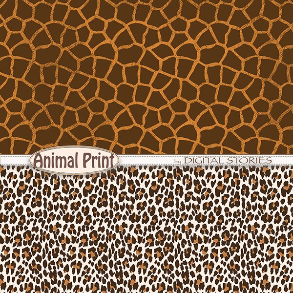 Animal Print Digital Paper: animal Print Giraffe, Zebra, Panther ...