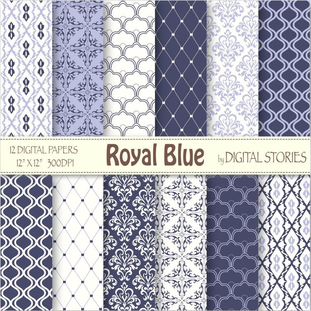 Damask Moroccan Digital Paper: royal Blue Blue Scrapbook Paper Pack ...