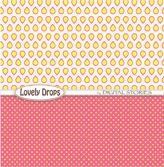 Red Yellow Digital Scrapbook Paper Pack Girl Pink Square Dots Lovely ...