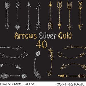 40 Arrows Clipart: arrows GOLD Silver Glitter - Etsy