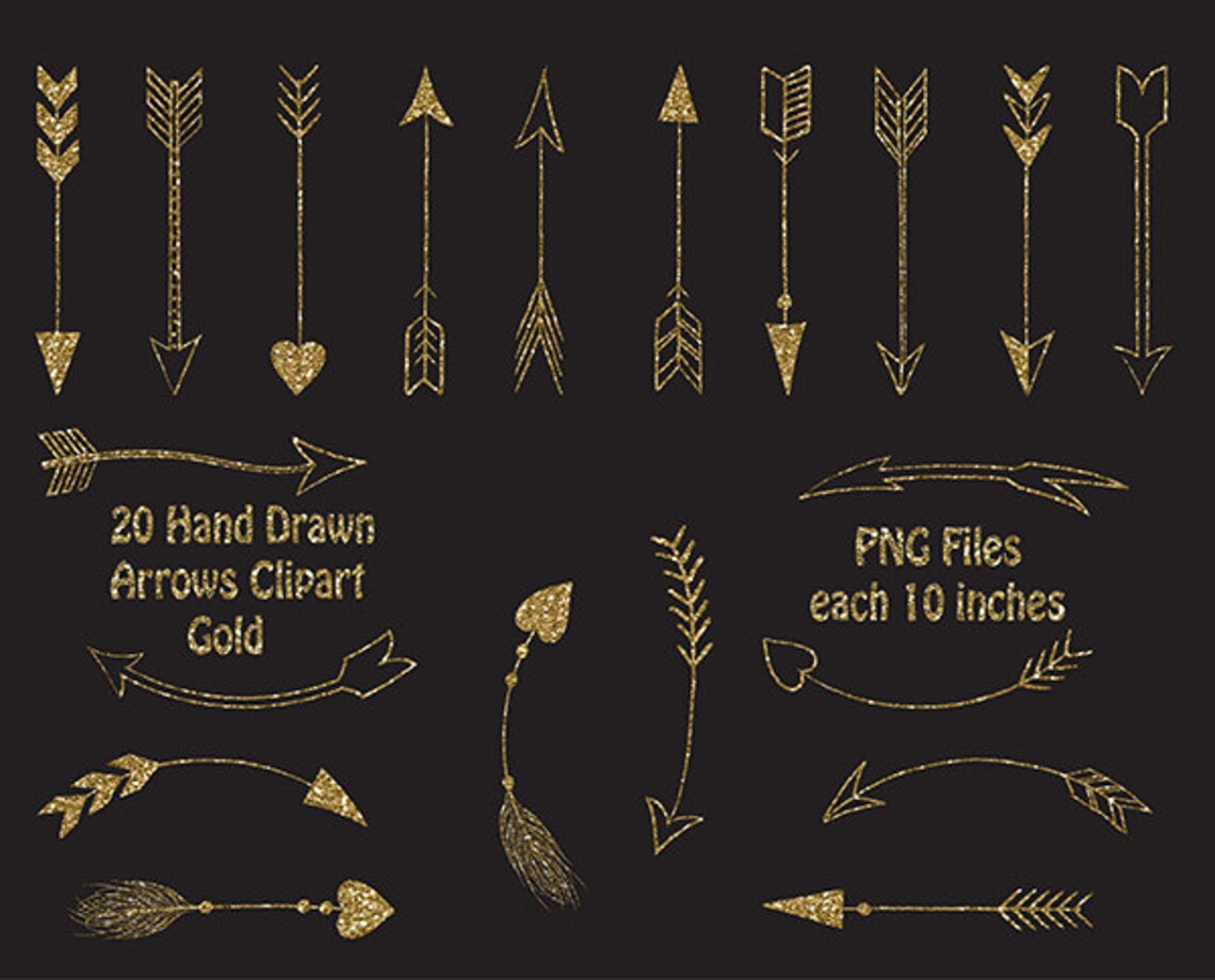 40 Arrows Clipart: arrows GOLD Silver Glitter - Etsy
