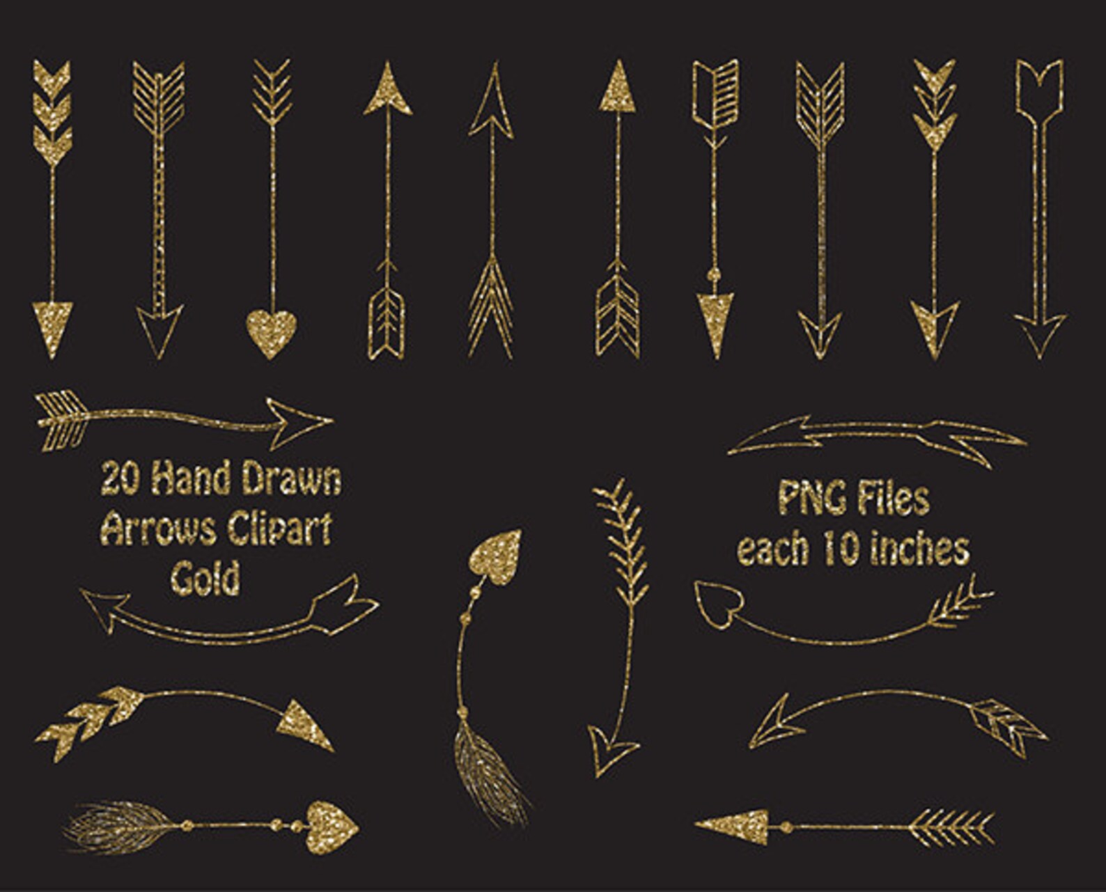 40 Arrows Clipart: arrows GOLD Silver Glitter - Etsy