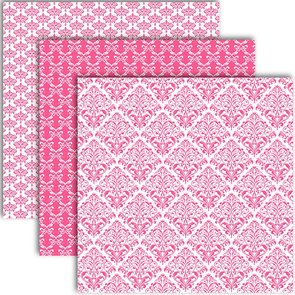 Damask Digital Paper: damask HOT Pink Digital Paper With Vintage ...