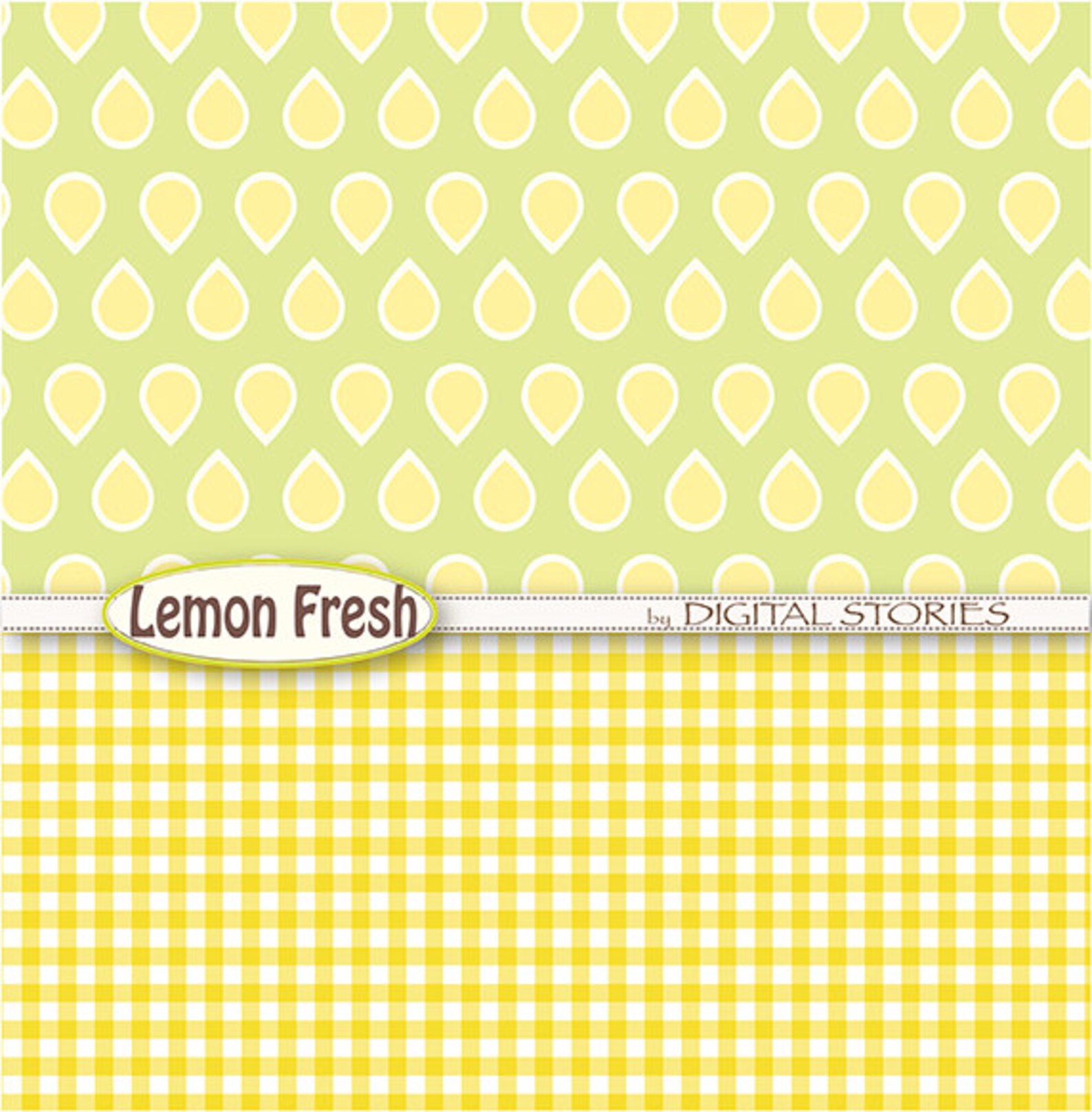 Lemon Fresh Digital Scrapbook Paper Pack-Yellow Green Plaid | Etsy