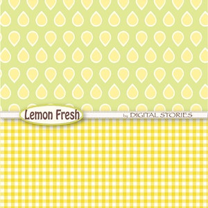 Lemon Fresh Digital Scrapbook Paper Pack-yellow Green Plaid Chevron ...