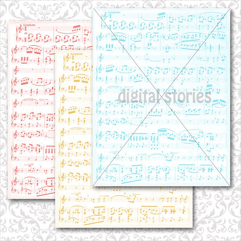 Music Digital Paper: sheet Music Music Digital Papers in Pastel Colors ...