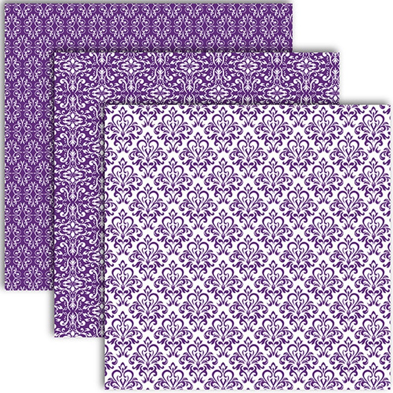 Damask Digital Paper: damask Purple Scrapbook - Etsy