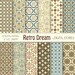 Retro Digital Paper: retro Dream Retro Scrapbook Digital Paper in Sage ...
