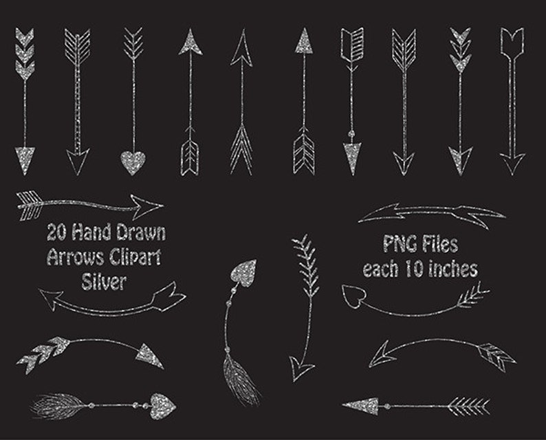 40 Arrows Clipart: arrows GOLD Silver Glitter - Etsy