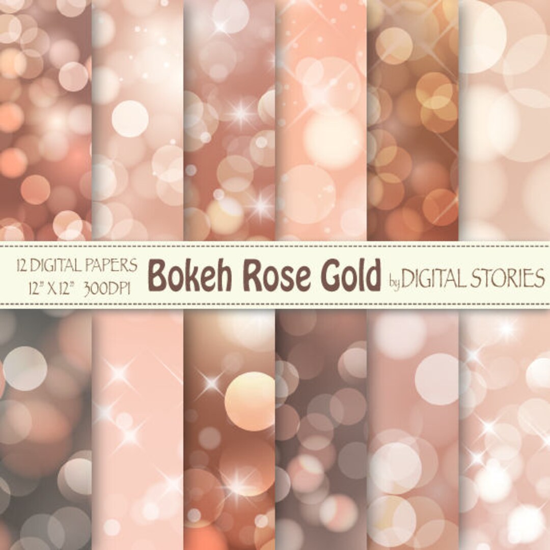 Bokeh Digital Paper: bokeh ROSE Gold Scrapbook - Etsy