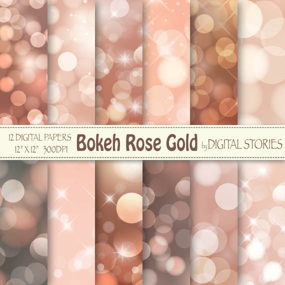 Bokeh Digital Paper: bokeh ROSE Gold Scrapbook - Etsy