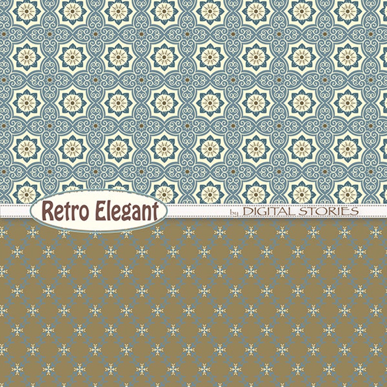 Retro Digital Paper: RETRO ELEGANT Retro scrapbook | Etsy