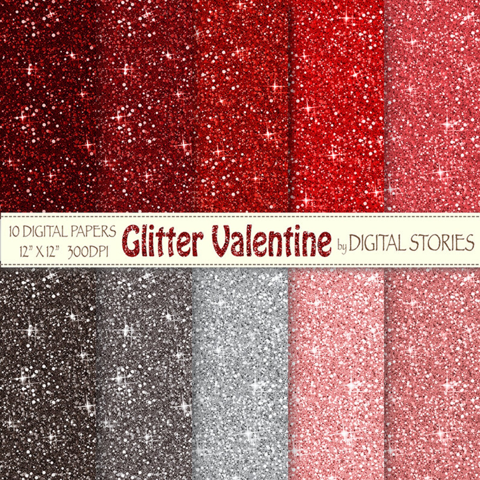 Glitter Digital Paper: glitter Valentine Red - Etsy