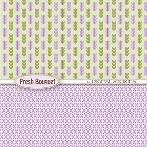 Floral Digital Paper: fresh Bouquet Purple Green Lilac Scrapbook Papers ...