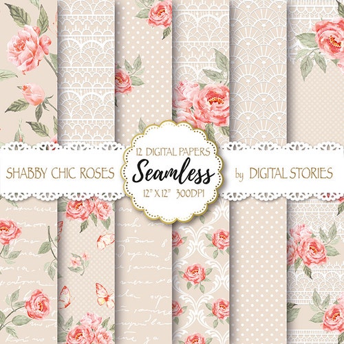 Shabby Chic Digital Paper:shabby LACE Peach Floral - Etsy