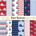 Baby Boy Nautical Digital Paper Pack Red Blue Waves Anchors Whale Mare ...