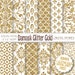 Damask Glitter Gold Digital Paper: damask GLITTER Gold Golden Glitter ...