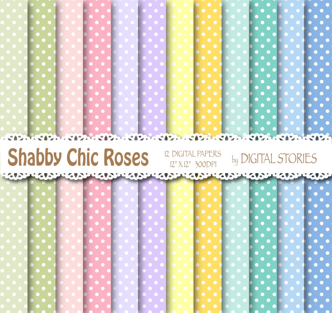 Shabby Chic Digital Paper: shabby CHIC Dots Shabby - Etsy
