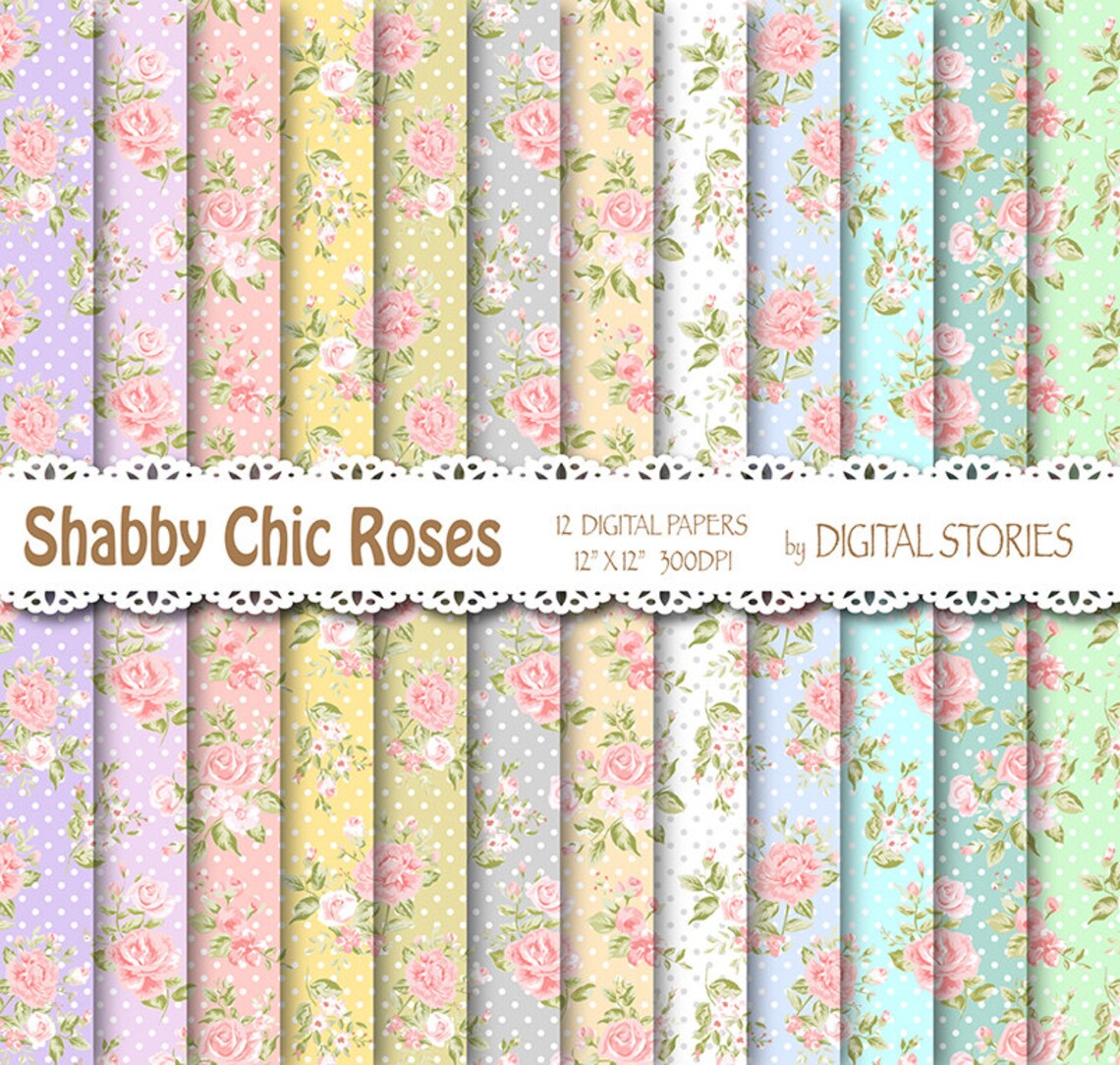 Shabby Chic Digital Paper: shabby CHIC Morning - Etsy