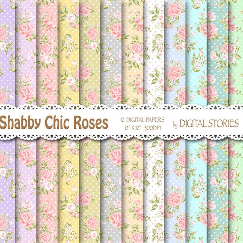 Shabby Chic Digital Paper: shabby CHIC Morning - Etsy
