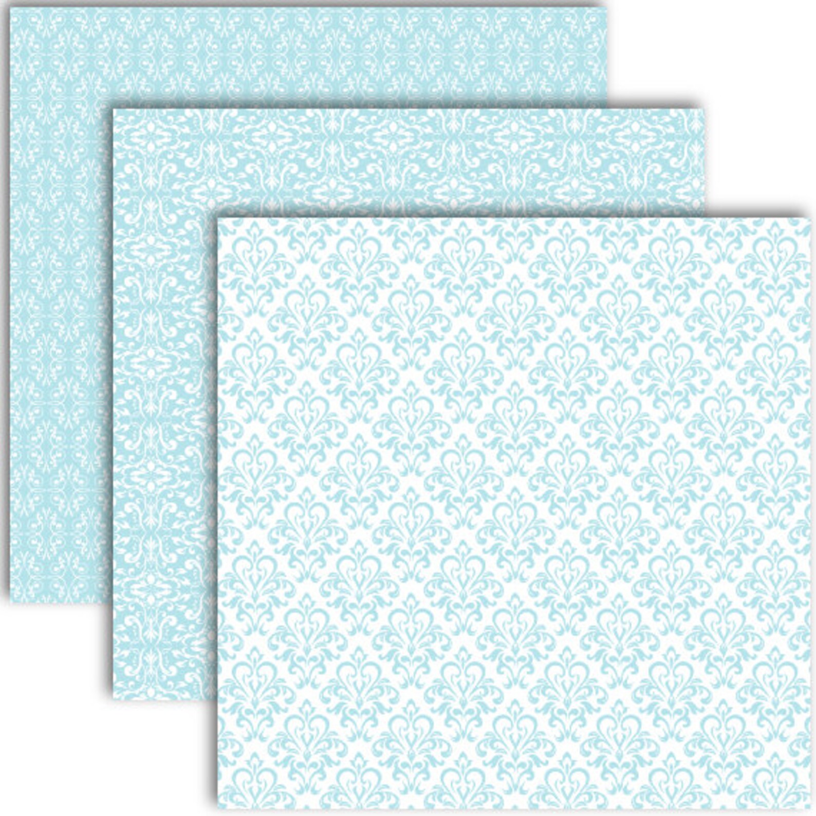 Damask Digital Paper: damask BABY Blue Digital Paper With Vintage ...