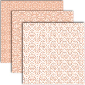 Damask Digital Paper: damask CORAL Peach Digital Paper With Vintage ...