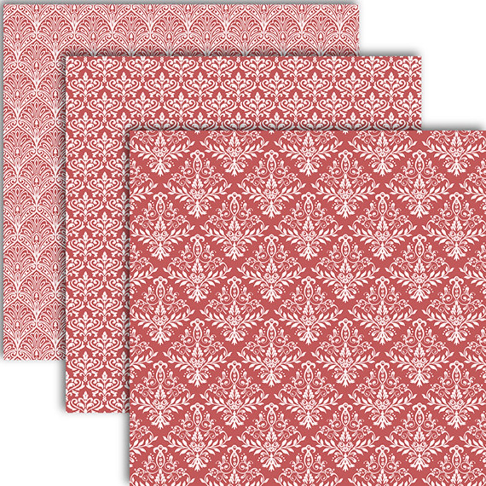 Damask Digital Paper: damask Red Scrapbook Digital - Etsy