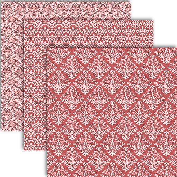 Damask Digital Paper: damask Red Scrapbook Digital - Etsy