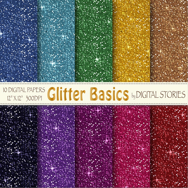 Glitter Digital Paper: glitter Basics Colorful Glitter, Shiny Textured ...