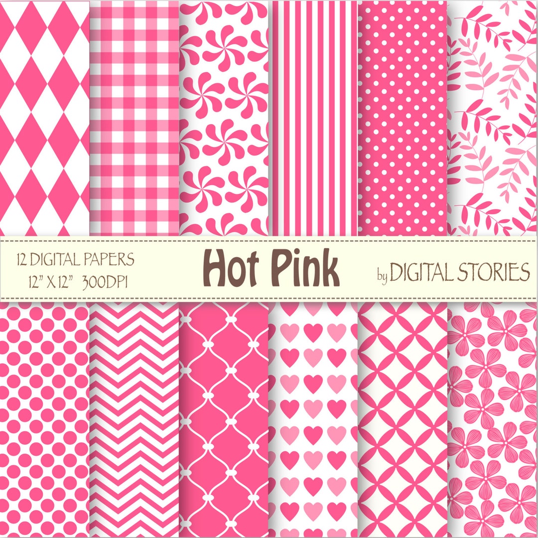 Hot Pink Digital Paper: hot Pink Basic Floral - Etsy