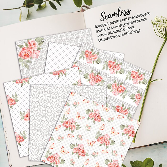 Shabby Chic Digital Paper shabby LACE White Floral - Etsy