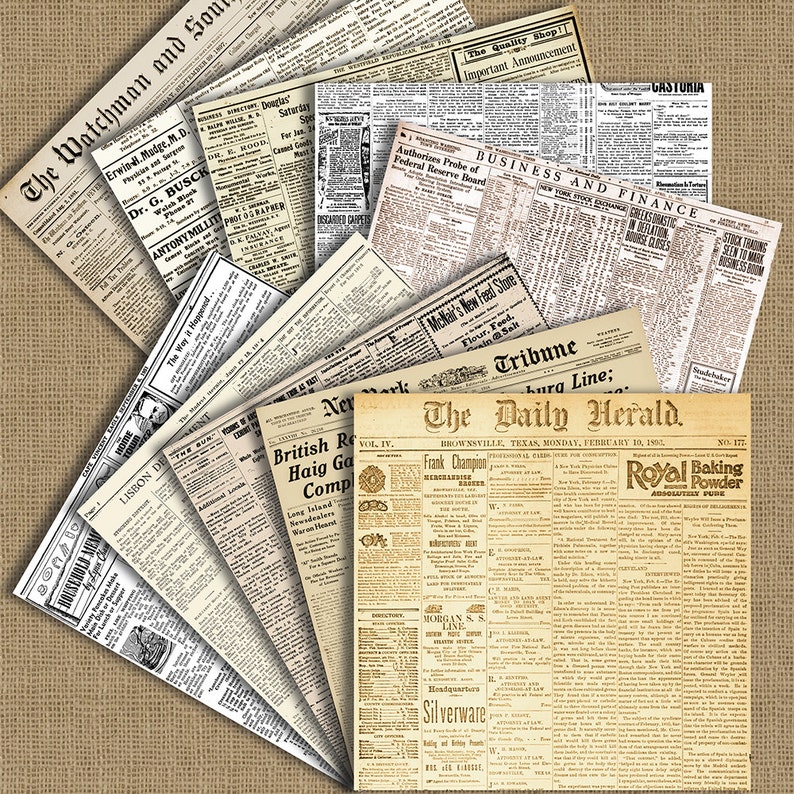 Newspapers Digital Paper: newspaper Vintage Old - Etsy