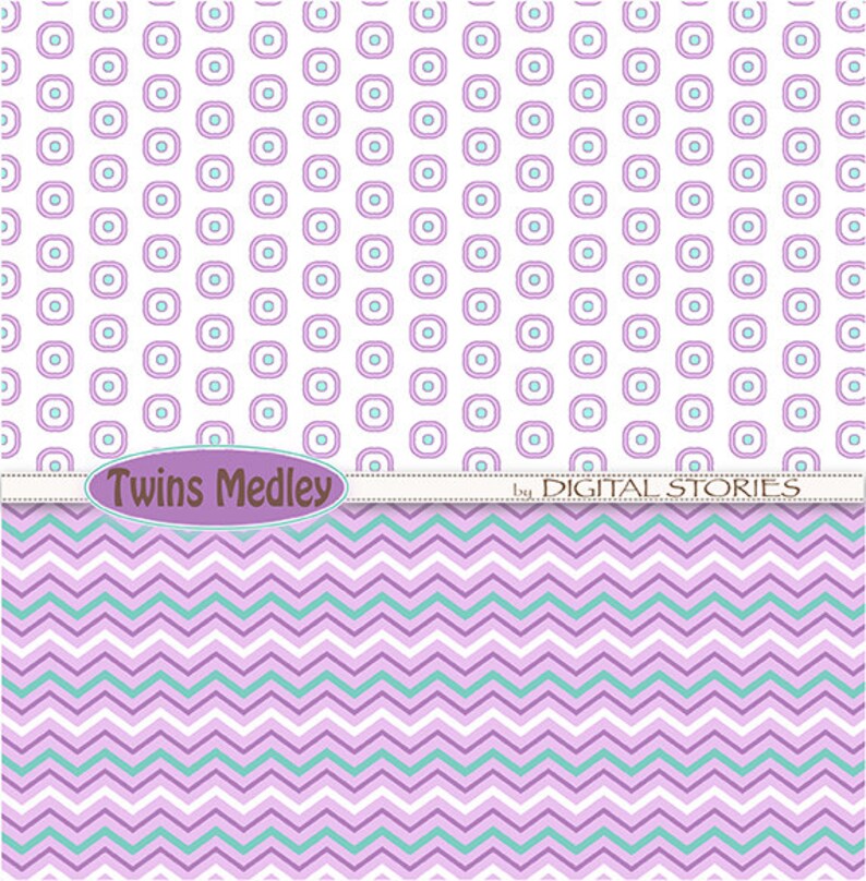 Chevron Plaid Digital Paper: twins Medley Turquoise Purple Lilac Plaid ...