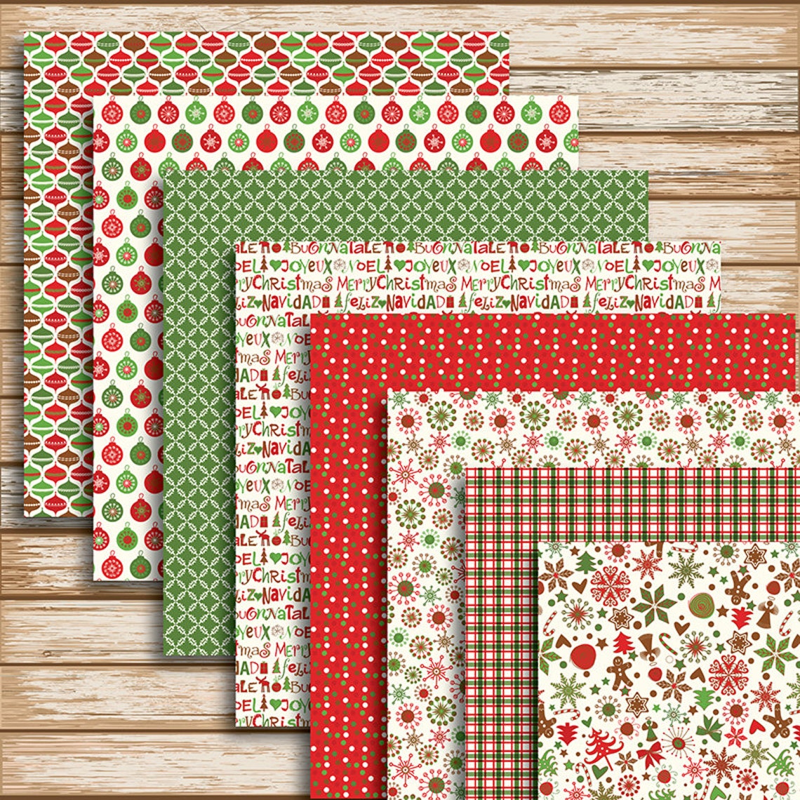 Christmas Digital Paper: christmas GREEN Red - Etsy
