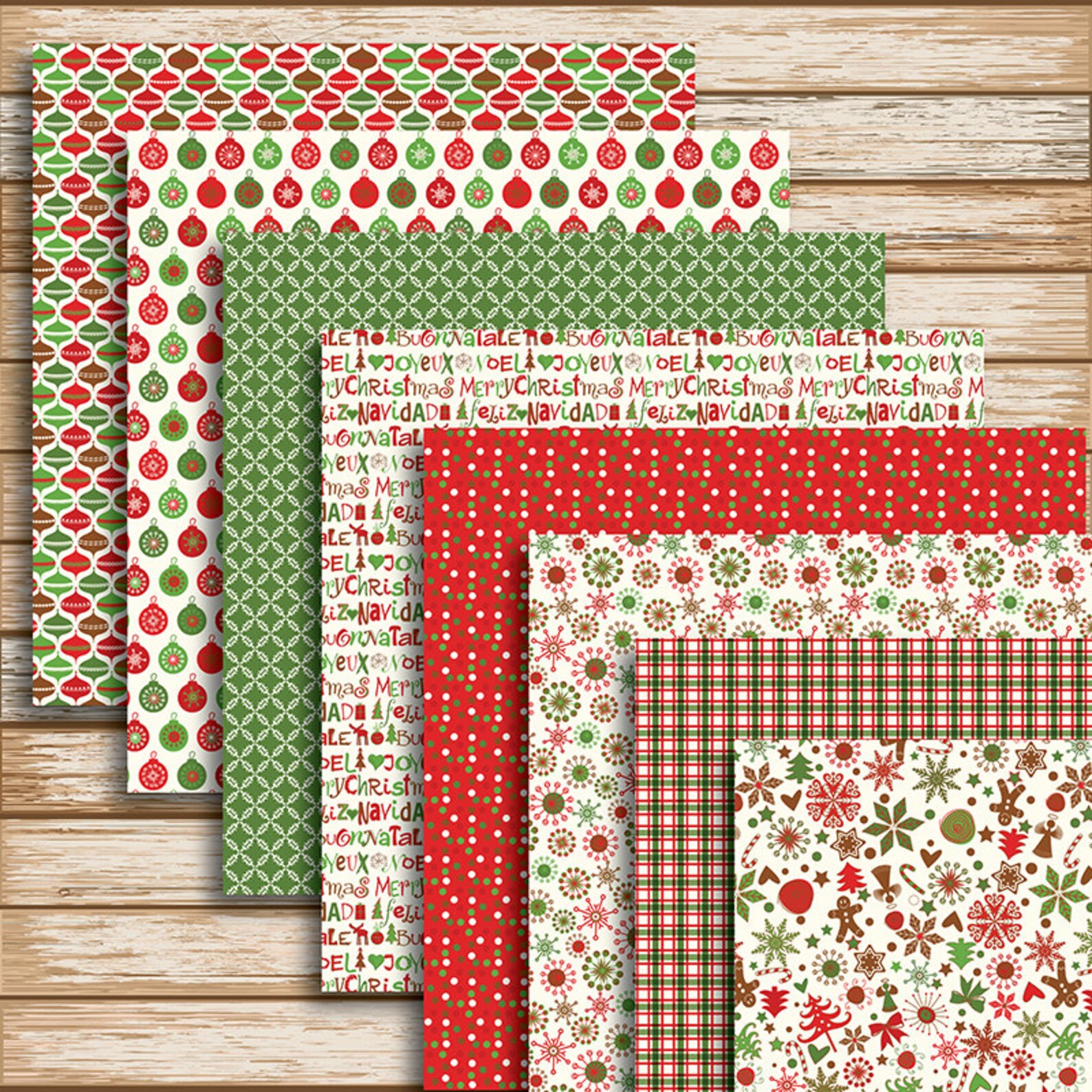 Christmas Digital Paper: christmas GREEN Red - Etsy