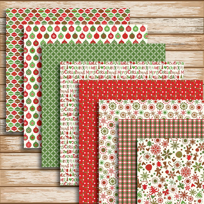Christmas Digital Paper: christmas GREEN Red - Etsy