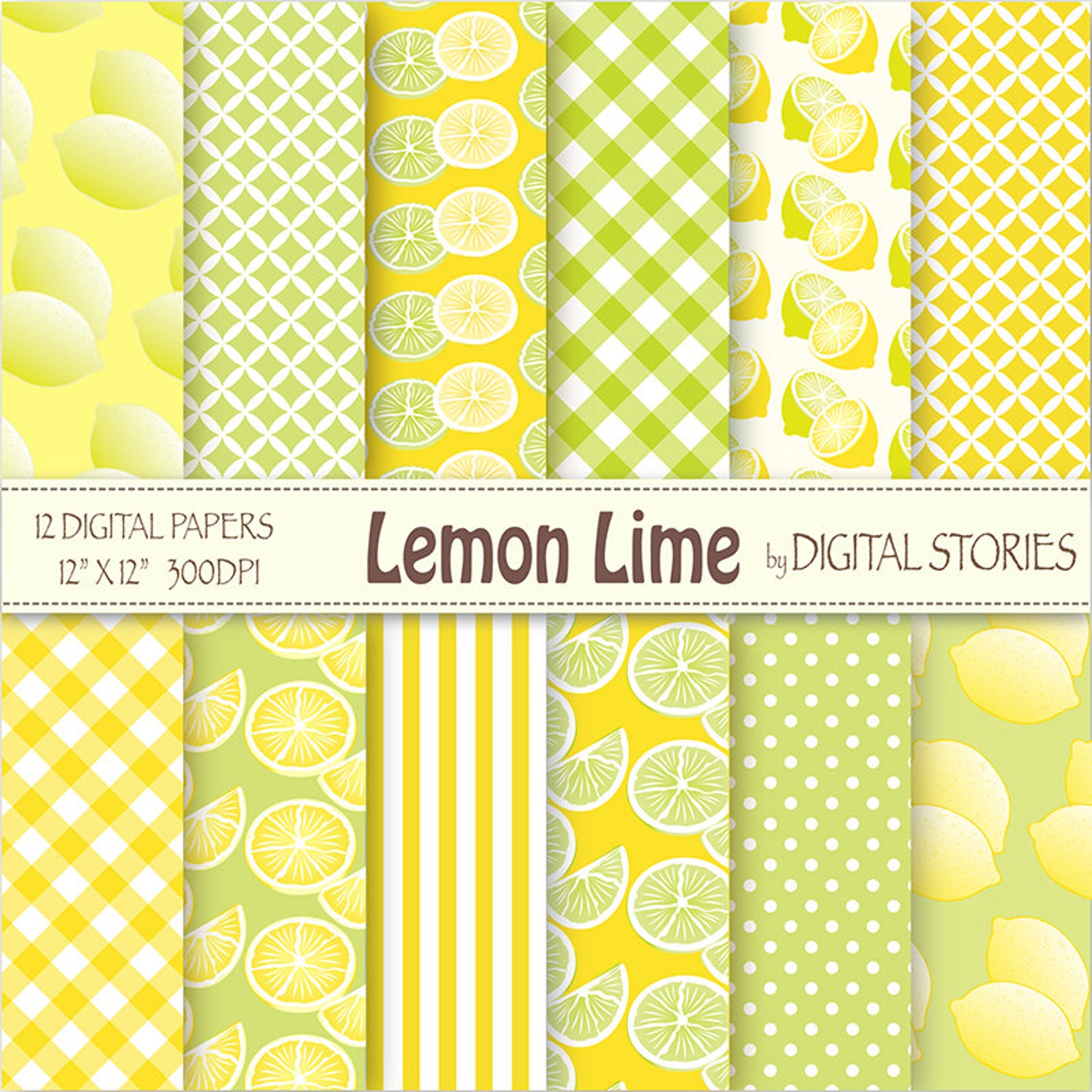 Lemon Digital Paper: lemon Lime Lemon Lime Yellow - Etsy