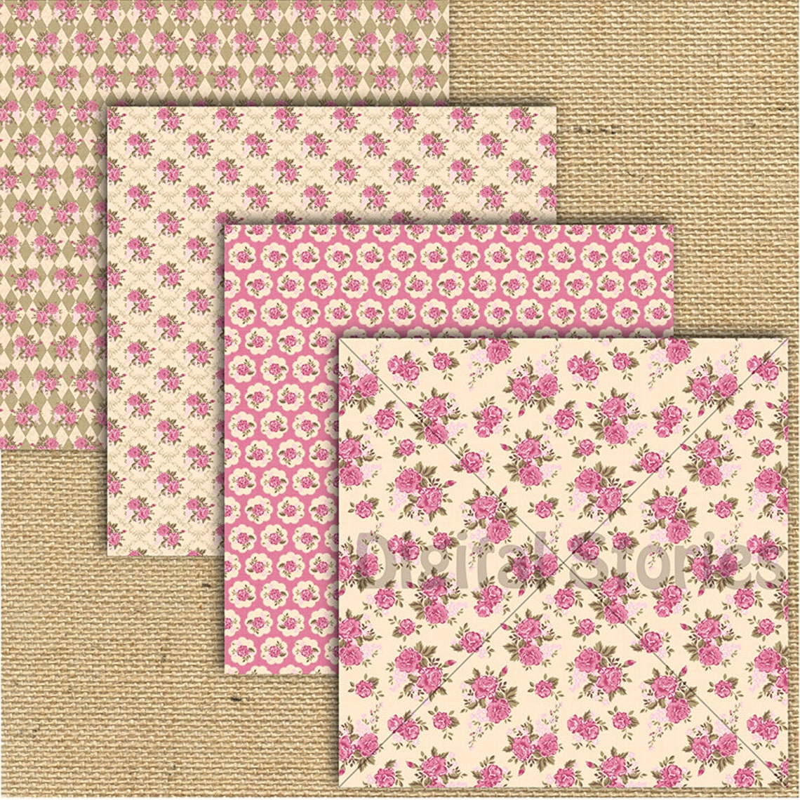 Shabby Chic Digital Paper: SHABBY SWEET Pink - Etsy