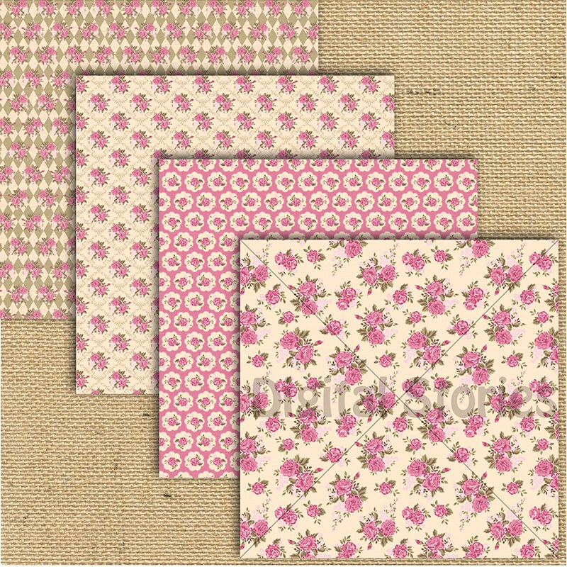 Shabby Chic Digital Paper: SHABBY SWEET Pink Vintage Textured Papers ...