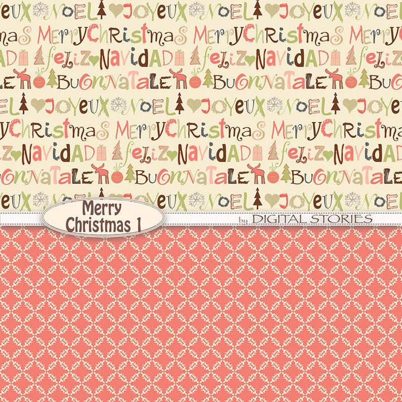 Christmas Digital Paper: merry CHRISTMAS 1 - Etsy