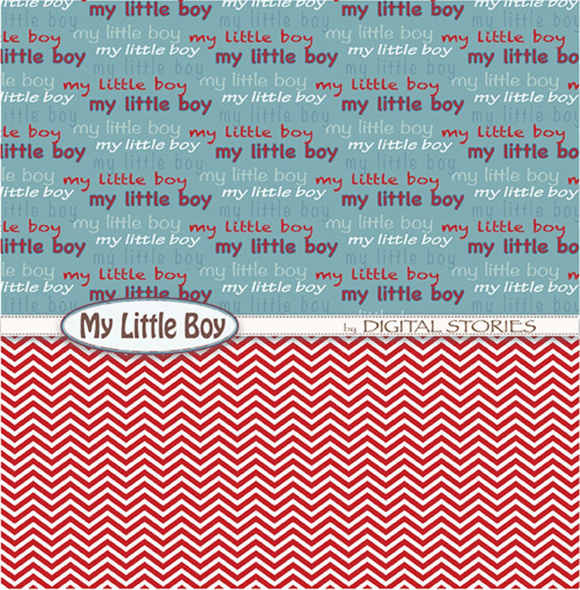 Baby Boy Digital Paper: my LITTLE Boy Red Blue - Etsy