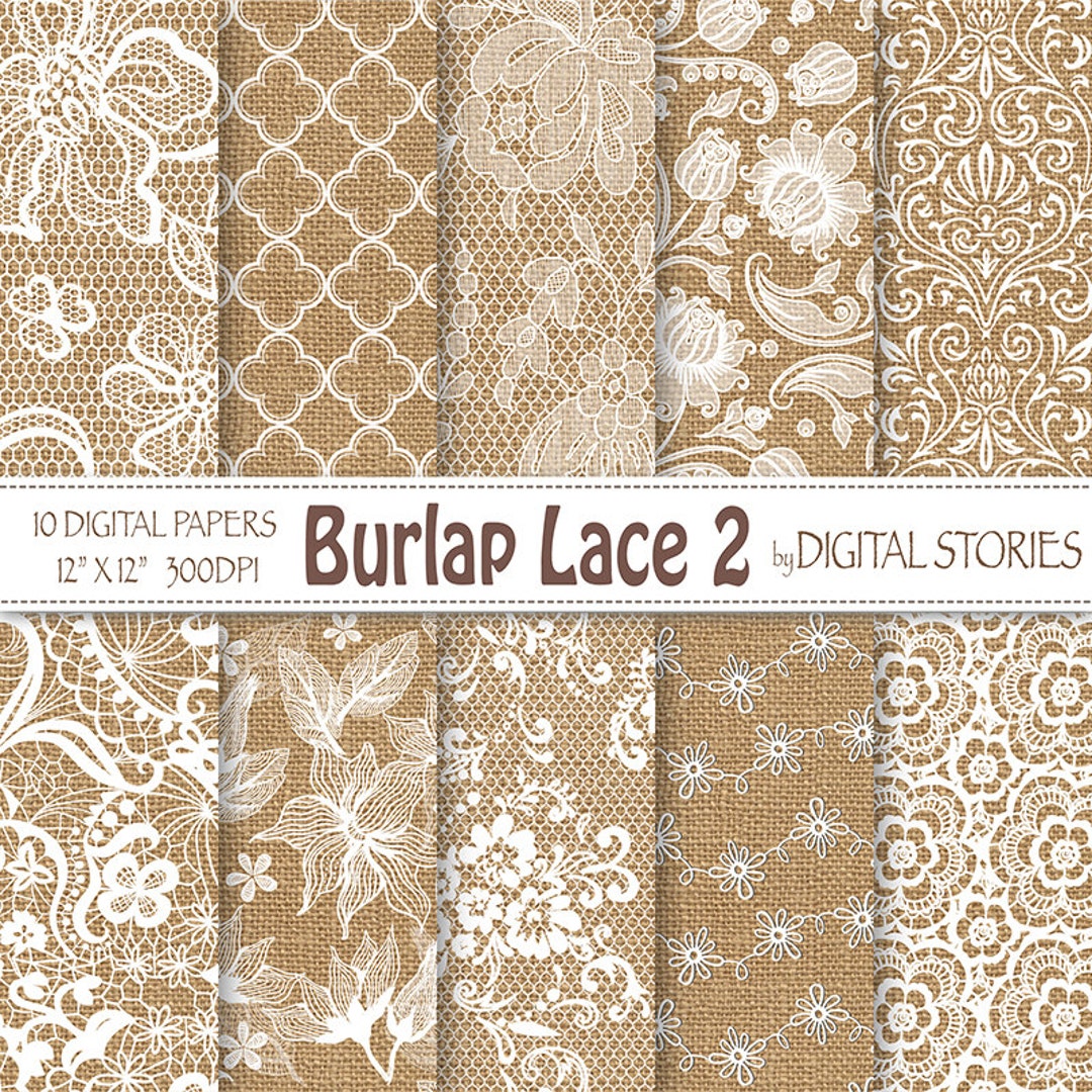 Burlap Lace Wedding Digital Paper: burlap LACE 2 White Wedding Vintage ...