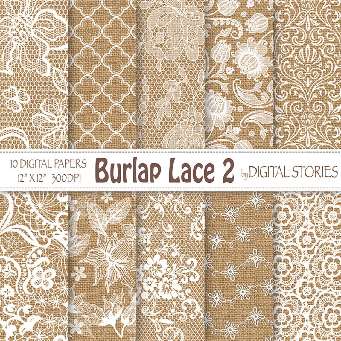 Burlap Lace Wedding Digital Paper: burlap LACE 2 White Wedding Vintage ...