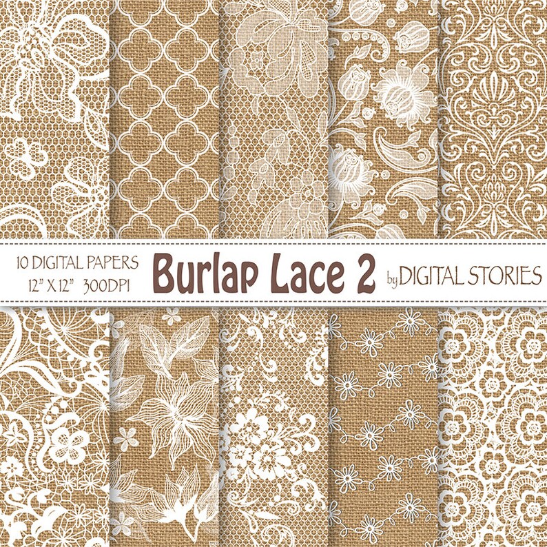 Burlap Lace Wedding Digital Paper: burlap LACE 2 White Wedding Vintage ...