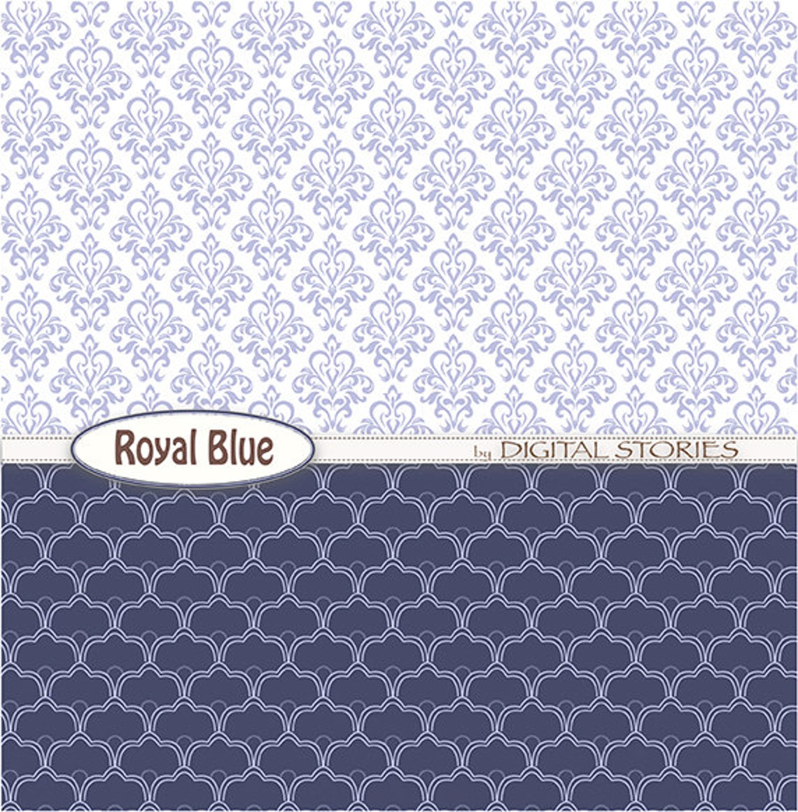 Damask Moroccan Digital Paper: royal Blue Blue Scrapbook Paper Pack ...