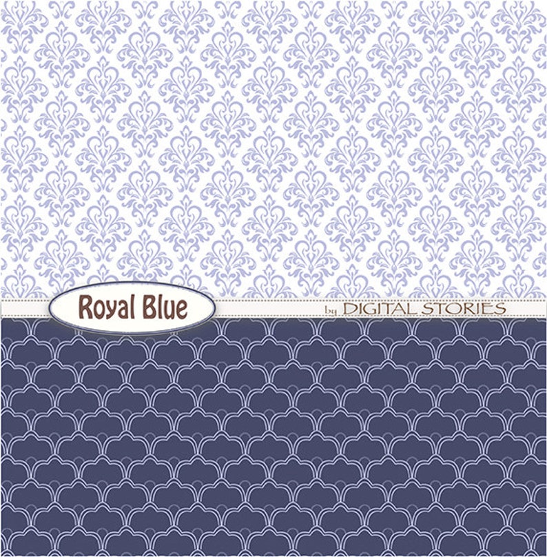 Damask Moroccan Digital Paper: royal Blue Blue Scrapbook Paper Pack ...