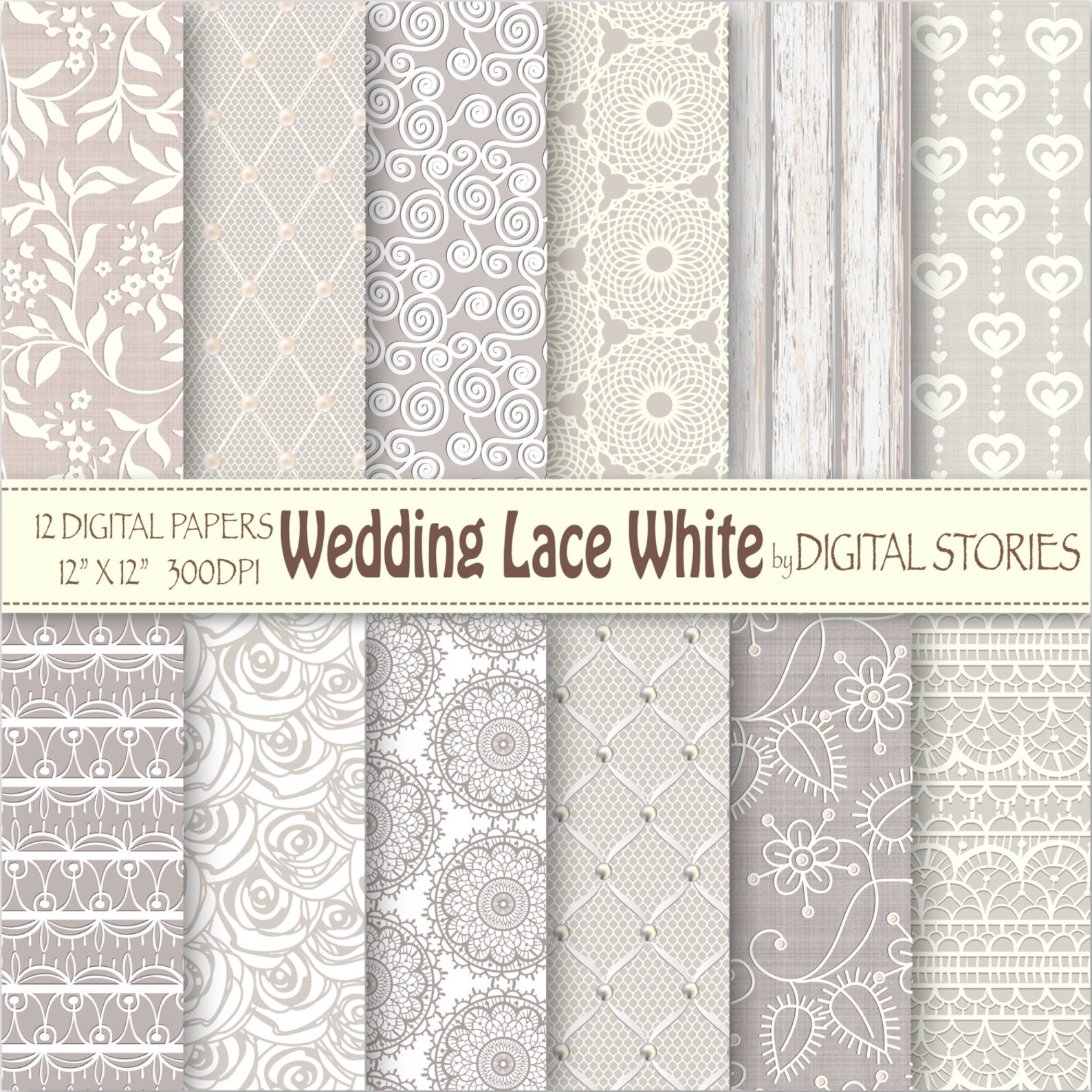 Wedding Lace Digital Paper: wedding LACE White White, Gray Wedding ...
