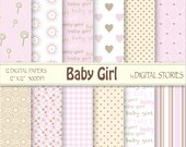 Baby Girl Digital Paper: baby Girl Pink Beige - Etsy