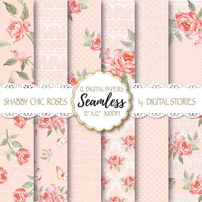 Shabby Chic Digital Paper:shabby LACE Peach Floral - Etsy
