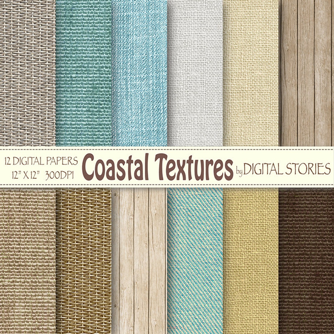 Beach Digital Paper: coastal Textures Burlap, Linen, Jute, Wood ...